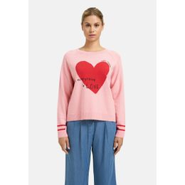 Smith & Soul SMITH & SOUL Damen Rundhalspullover, rosa, Gr. M, bedruckt, Feinstrick, Material: 96% Viskose, 4% Elasthan, Pullover, aus Feinstrick