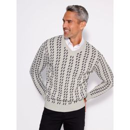 CLASSIC Herren V-Ausschnitt-Pullover "V-Pullover", grau, Gr. 52, gemustert, mehrfarbig, 100% Polyacryl, Pullover