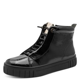 Marco Tozzi Damen Slip-On Sneaker, Gr. 36schwarz, Lacklederimitat, Lederimitat, unifarben, Schuhe, Plateau, Boots, Slip On mit elastischem