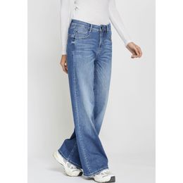 Gang Damen Weite Jeans "94AMELIE WIDE", blau, Gr. 32, Denim/Jeans, Obermaterial: 93% Baumwolle, 5% Elastomultiester, 2% Elasthan, Jeans