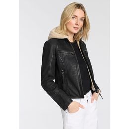 Mauritius Damen Lederjacke "MWNedra", schwarz, Gr. M, Obermaterial: 100% Schafsleder. Futter: 100% Baumwolle. Kapuze: 100% Polyester. &Auml;rmelfutter: