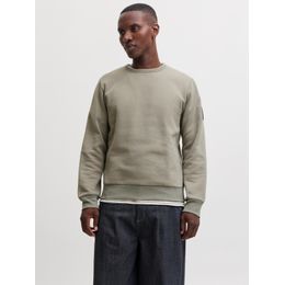 Jack & Jones JACK & JONES Herren Sweatshirt "JJCLEVELAND SWEAT CREW NECK", beige, Gr. XS, unifarben, angeraute Sweatware, Obermaterial: 65% Polyester, 35%