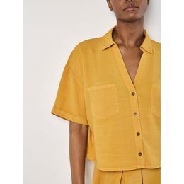 Apricot Damen Hemdbluse "Gek&uuml;rztes Hemd", gelb, Gr. 36, unifarben, Obermaterial: 92% Lyocell CLY. 8% Leinen LI., Blusen, mit offenem Kragen