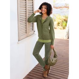 Heine Damen Strickjacke, gr&uuml;n, Gr. 42, meliert, unifarben, 50% Viskose, 28% Polyester, 22% Polyamid, Strickjacken