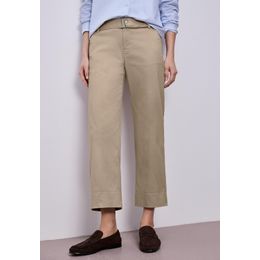 Street One Damen Stoffhose, beige, Gr. 44, unifarben, Web, 67% Baumwolle, 30% Polyester, 3% Elasthan, Hosen, Middle Waist
