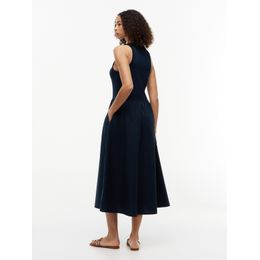 Tommy Hilfiger Damen A-Linien-Kleid "GOLD BUTTON POPLIN MIX DRESS"schwarz night navy, Gr. XL, unifarben, Web, Obermaterial: 97% Baumwolle, 3%