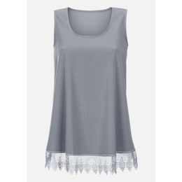 Madeleine Mode MADELEINE Damen Blusentop "Top Feminines Blusentop mit Spitzenbesatz", grau, Modern, Gr. 36, Obermaterial: 100% Polyester PES., Blusen