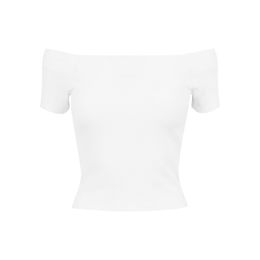 Urban Classics Damen T-Shirt "Urban Classics Damen Ladies Off Shoulder Rib Tee"wei&szlig;, Gr. XL, unifarben, 97% Baumwolle, 3% Elasthan, Shirts