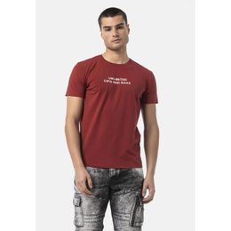 Cipo & Baxx CIPO & BAXX Herren T-Shirt "CT827", rot, Gr. XL, unifarben, 95% Baumwolle, 5% Elasthan, Shirts, in Regular Fit