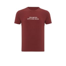 Cipo & Baxx CIPO & BAXX Herren T-Shirt "CT827", rot, Gr. XXL, uni, Obermaterial: 95% Baumwolle CO. 5% Elasthan EL., Shirts, in Regular Fit