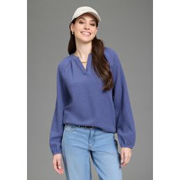 Laura Scott Damen Schlupfbluse, blau, Gr. 42, Web, Obermaterial: 100% Baumwolle, Blusen, feminin geschnitten, aus Baumwolle, unifarben