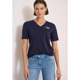 Cecil Damen T-Shirt, blau, Gr. L, bedruckt, Web, 100% Baumwolle, Shirts, aus reiner Baumwolle