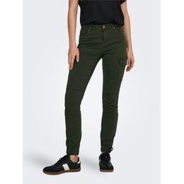 Only Damen Cargohose "ONLMISSOURI REG ANK CARGO PNT NOOS", schwarz, Gr. 36, unifarben, Web, Obermaterial: 98% Baumwolle, 2% Elasthan, Hosen, mit