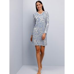 w&auml;schepur W&Auml;SCHEPUR Damen Nachthemd "Nachthemd", Gr. 44, blau, 50% Baumwolle, 50% Viskose, gemustert, mehrfarbig, Kleider