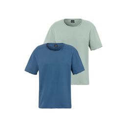 John Devin Herren T-Shirt "mit geschnittenen Kanten", blau, Basic, Gr. XXL, unifarben, Single Jersey, Obermaterial: 100% Baumwolle, Shirts, Relaxed