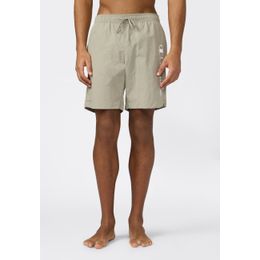 Champion Herren Badeshorts "Beachshort Standard Fit", beige, Gr. XXL, unifarben, Web, Polyamid, Badehosen, mit Logostickerei, unifarben,