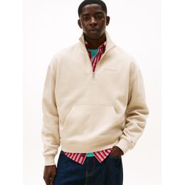 Tommy Jeans Herren Sweatshirt "TJM 90S SCRIPT RIB FLEECE", beige, Gr. XXL, Sweatware, Obermaterial: 80% Baumwolle, 20% Polyester, Sweatshirts,