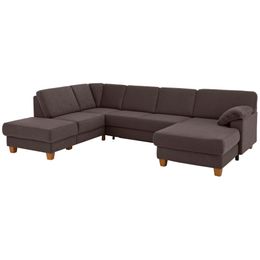 Wohnlandschaft Home Affaire, B:314cm H:88cm T:91cm, braun, Luxus-Microfaser Vintageoptik(100% Polyester);Struktur fein ( 100%