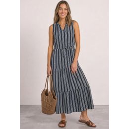 Street One Damen Maxikleidschwarzest blau, Gr. 44, gestreift, Stoff, 100% Viskose, Kleider, mit Streifen