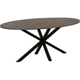 Esstisch OMG DESIGN, B:180cm H:77cm T:102cm, grau, Tische, "Kent", Hochwertige Melamin-Tischplatte mit Metallgestell