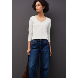 Street One Damen Langarmshirtsanftes wei&szlig;, Gr. 44, unifarben, Jersey, Obermaterial: 95% Baumwolle, 5% Elasthan. Futter: 95% Baumwolle, 5% Elasthan,