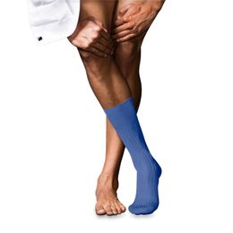 Falke Damen Socken "No. 10 Pure Fil d'&Eacute;cosse", Gr. 43, blau, Obermaterial: 93% Baumwolle CO. 7% Polyamid PA., Socken