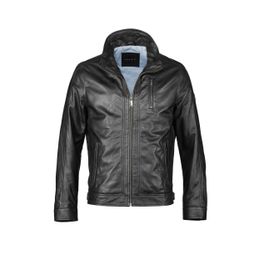 Bugatti Herren Lederjacke "BUALEXIO", schwarz, Gr. 48, uni, Obermaterial: 100% Lammleder LEL. Futter: 50% Baumwolle CO. 50% Polyester PES. 50%