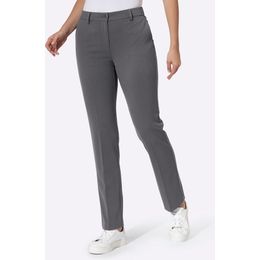 Heine Damen Stretch-Hose, grau, Gr. 22, unifarben, 62% Polyester, 33% Viskose, 5% Elasthan, Hosen