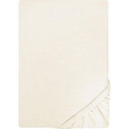 Spannbettlaken Biberna, L:200cm, beige, Jersey, Obermaterial: 100% Baumwolle, Bettlaken, "Leila", Bettlaken aus 100% Baumwolle, f&uuml;r Matratzenh&ouml;hen