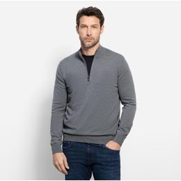 OLYMP Herren Troyer, grau, Gr. L, Strick, Obermaterial: 100% Schurwolle, Pullover, mit Stehkragen, regular fit