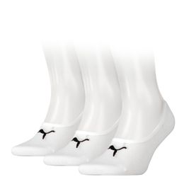 Puma Herren F&uuml;&szlig;linge "Puma UNISEX FOOTIE 3P", Gr. 35, wei&szlig;, Baumwollmischung, Socken, NoShow Socks, atmungsaktiv, elastisches B&uuml;ndchen