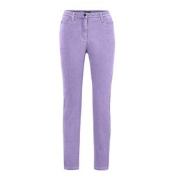 GOLDNER Damen Regular-fit-Jeans "Kurzgr&ouml;&szlig;e Lange Freizeithose BELLA mit Formbund", lila, Gr. 23, Obermaterial: 65% Baumwolle CO. 31% Polyester PES.