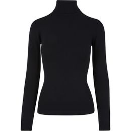 Urban Classics Damen Sweatshirt "Urban Classics Damen Ladies Knitted Turtleneck Sweater", schwarz, Gr. XS, unifarben, 70% Viskose, 30% Polyamid,