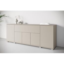 Sideboard OTTO HOME, B:180cm H:68cm T:39,5cm, beige, Holzwerkstoff, Wohnzimmer, Sideboards, "Kenia, B/H/T: 180 x 68 x 39,5 cm", Push-to-Open, Klappe