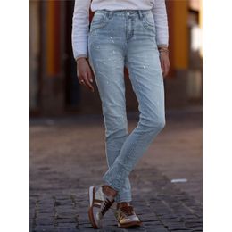Heine Damen Bequeme Jeans, blau, Gr. 42, unifarben, 78% Baumwolle, 20% Polyester, 2% Elasthan, Jeans