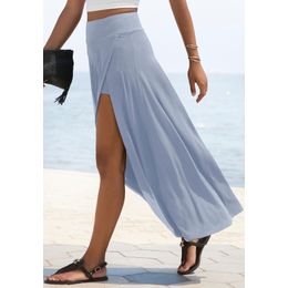 Lascana Damen Maxirock "mit integrierter Shorts und kleiner Tasche", blau, Gr. 38, unifarben, Jersey, Obermaterial: 95% Viskose, 5% Elasthan, R&ouml;cke,