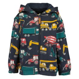 Blue Seven Jungen Kapuzensweatjackedk blau, Gr. 104, bedruckt, Sweatware, Obermaterial: 100% Baumwolle, Sweatjacken, Baumwolle