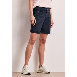 Street One Damen Bermudas "Style Yulius", blau, Gr. 44, unifarben, Web, Obermaterial: 98% Baumwolle, 2% Elasthan, Hosen, Sommershorts mit Turn-Up
