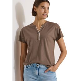 Cecil Damen T-Shirt, braun, Gr. S, unifarben, Web, 50% Modal, 50% Baumwolle, Shirts, im Tunika-Style