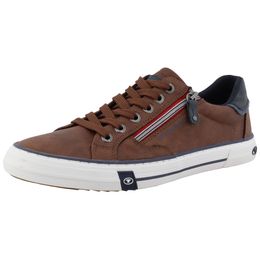 Tom Tailor Herren Sneaker, Gr. 43, braun, Lederimitat, Schuhe, Freizeitschuh, Halbschuh, Schn&uuml;rschuh mit Au&szlig;en-Rei&szlig;verschluss