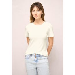 Damen T-Shirt, wei&szlig;, Gr. 44, STREET ONE STUDIO, unifarben, Web, 50% Baumwolle, 50% Modal, Shirts, Rundhalsausschnitt