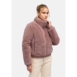 Marikoo Damen Winterjacke "Yuvaa", rosa, Gr. XS, Obermaterial: 100% Polyester, Jacken, Damen Teddyjacke kurz aus weichem Teddyfleece mit Stehkragen