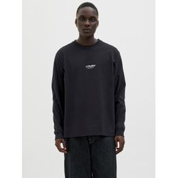 Jack & Jones JACK & JONES Herren Langarmshirt "JJESOHO TEE LS CREW NECK NOOS", schwarz, Gr. XXL, bedruckt, Jersey, Obermaterial: 100% Baumwolle, Shirts