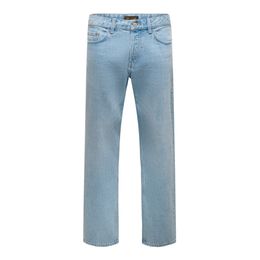 Only & Sons ONLY & SONS Herren Straight-Jeans "ONSEDGE STRAIGHT DNM", blau, Gr. 32, Abriebeffekte, Denim/Jeans, Obermaterial: 100% Baumwolle, Jeans, Baumwolle,