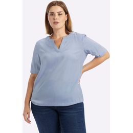 sheego Damen Schlupfbluse, blau, Gr. 48, unifarben, 100% Viskose, Blusen