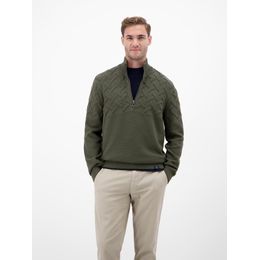 Lerros Herren Strickpullover "Herren-Troyer mit Jacquardmuster"nordic olive, Gr. S, 100% Baumwolle, Pullover