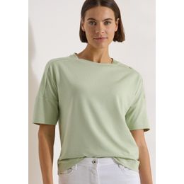 Cecil Damen T-Shirt, gr&uuml;n, Gr. M, unifarben, Web, 48% Baumwolle, 48% Modal, 4% Elasthan, Shirts, mit Knopf Details
