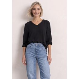 Street One Damen Langarmshirt, schwarz, Gr. 46, unifarben, Chiffon, Vorderseite: 100% Polyester. &Auml;rmel: 100% Polyester. R&uuml;ckseite: 95% Viskose, 5%
