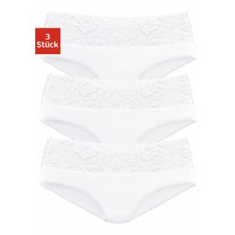 Vivance Damen Slip, Gr. 44, wei&szlig;, Single Jersey, Obermaterial: 95% Baumwolle, 5% Elasthan. Spitze: 93% Polyamid, 7% Elasthan (LYCRA), unifarben,