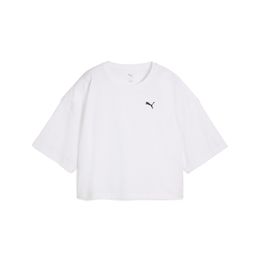 Puma Damen T-Shirt "WARDROBE ESS Kurzes Oversized-T-Shirt Damen", wei&szlig;, Gr. XL, clean, Obermaterial: 100% Baumwolle. Rippe: 20% Polyester, 80%